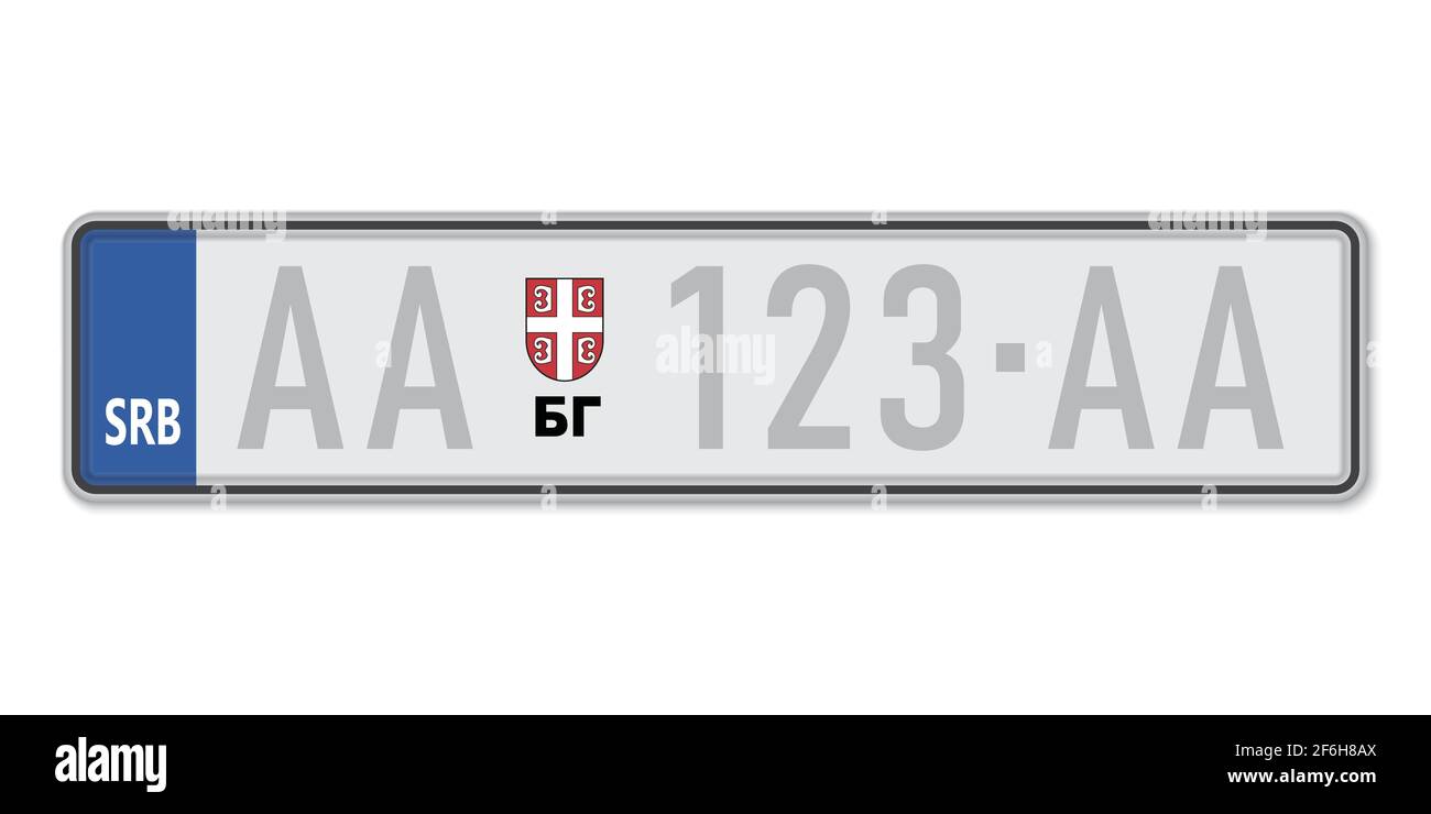Car number plate. Vehicle registration license of Serbia. European ...