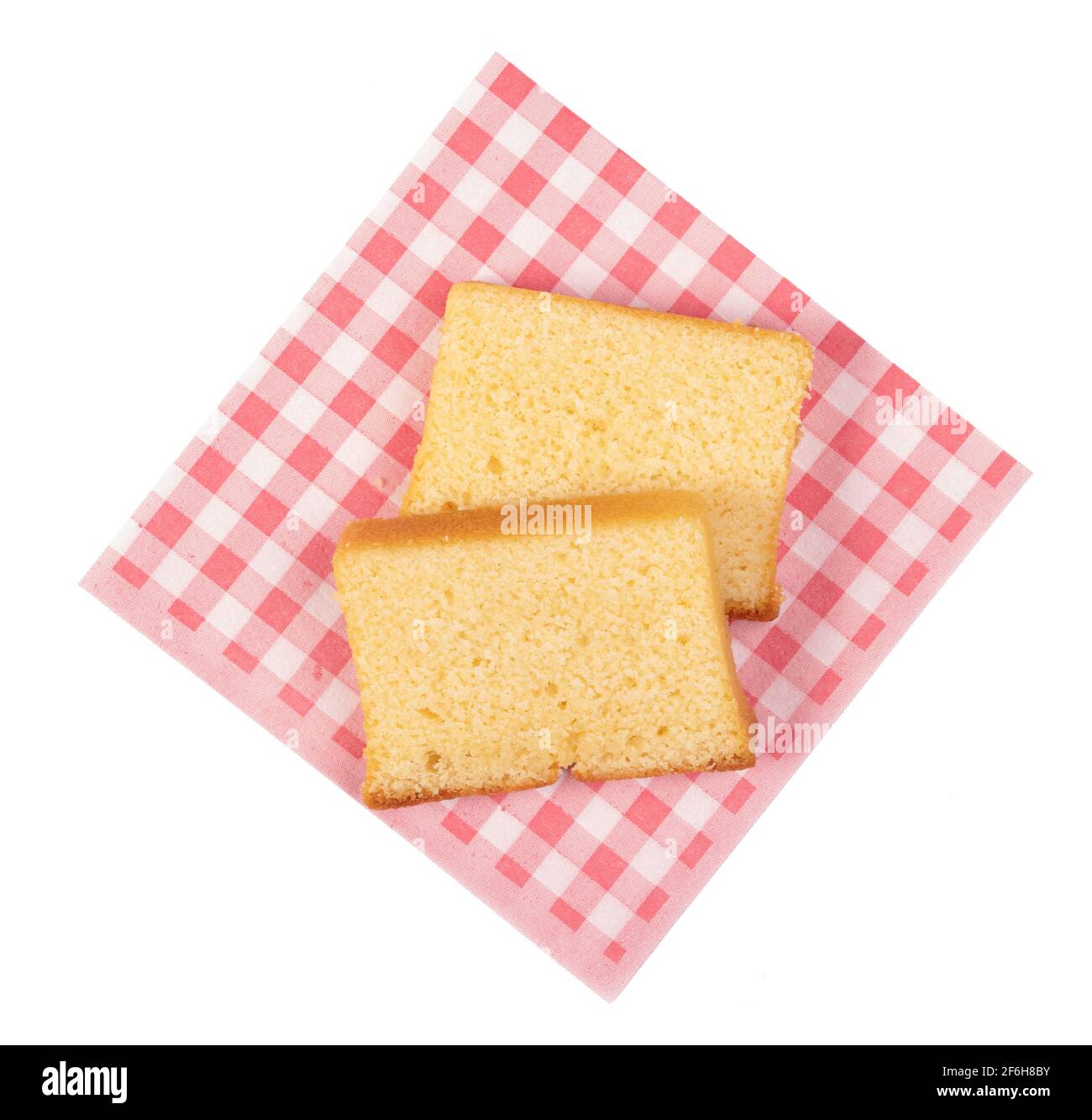 Traditional homemade sliced buttercake, isolated on a white background ...