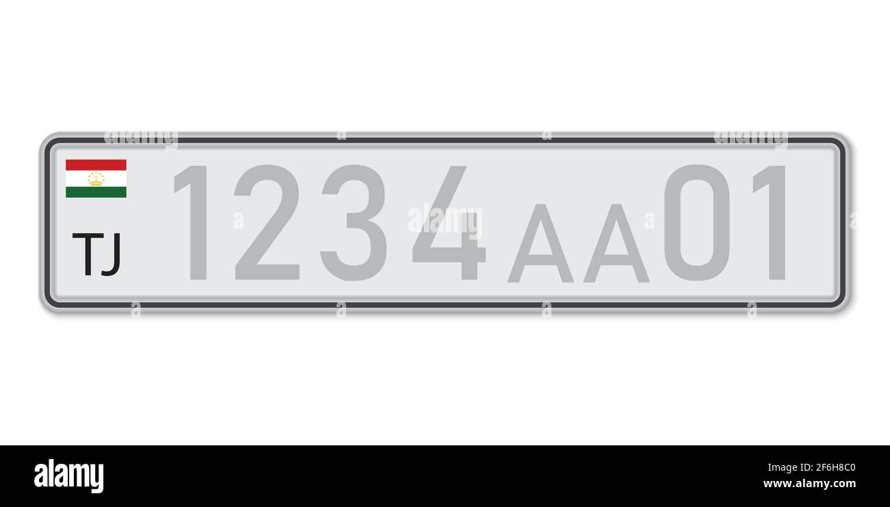 Car number plate. Vehicle registration license of Tajikistan. European ...