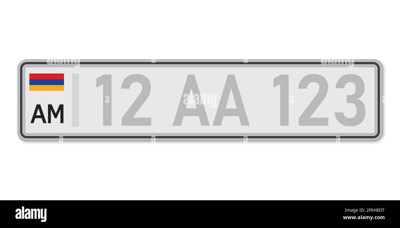 Car number plate. Vehicle registration license of Armenia. European ...