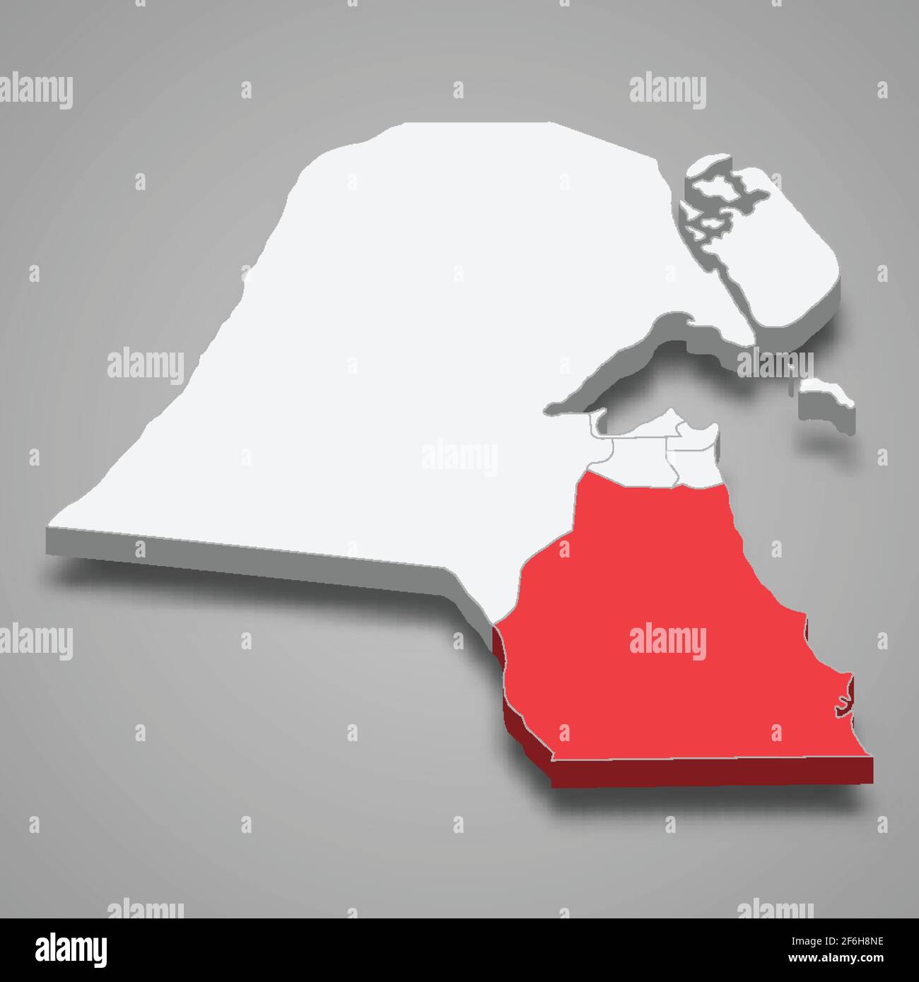 Ahmadi region location within Kuwait 3d isometric map Stock Vector ...