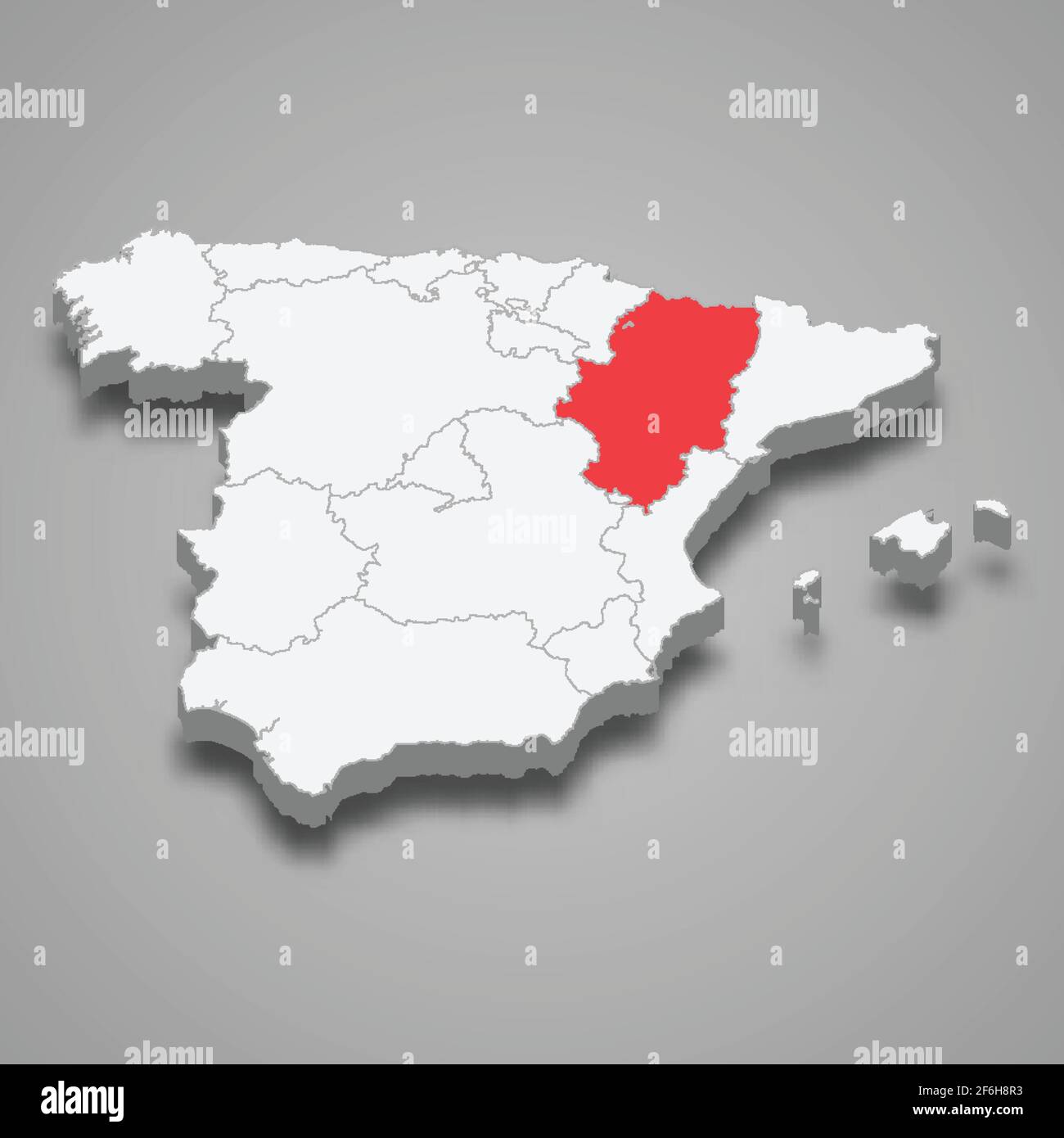 Aragon region location within Spain 3d isometric map Stock Vector Image ...