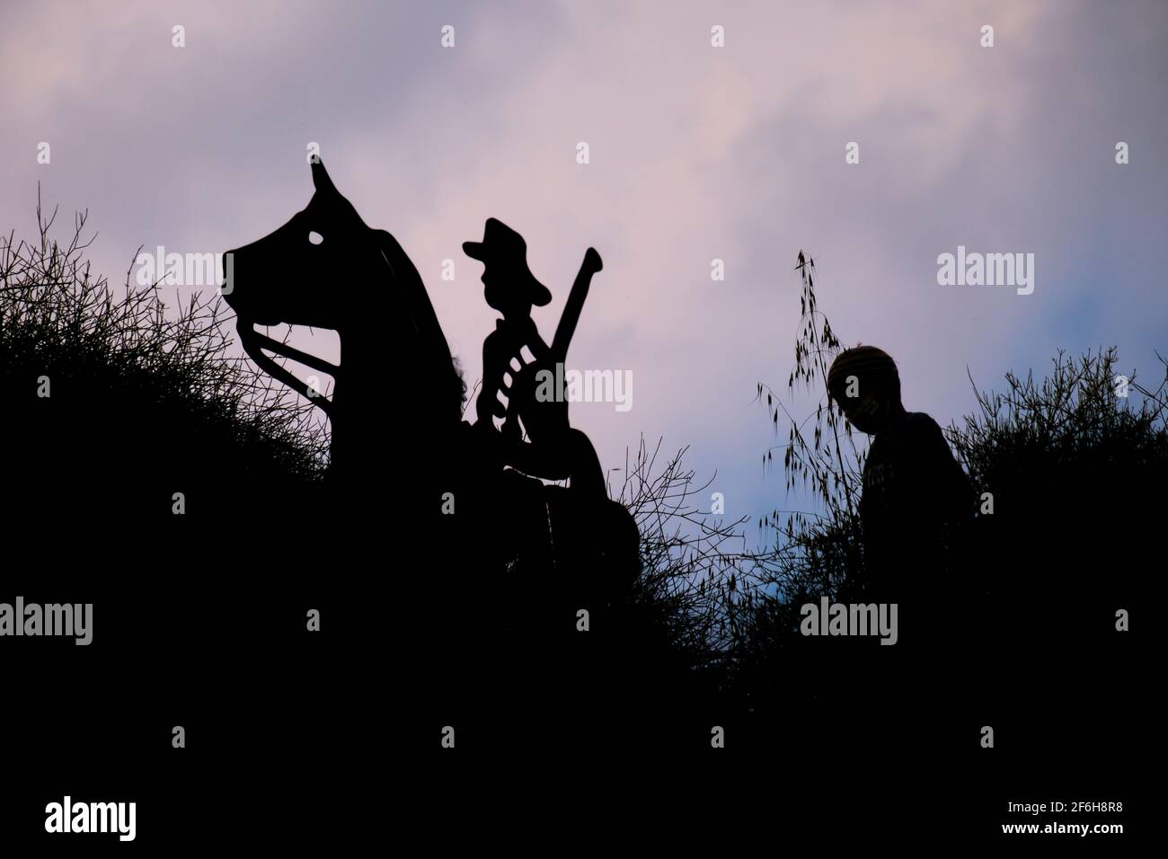 Metal sculpture representing a horsemen from the Anzac Australian and ...