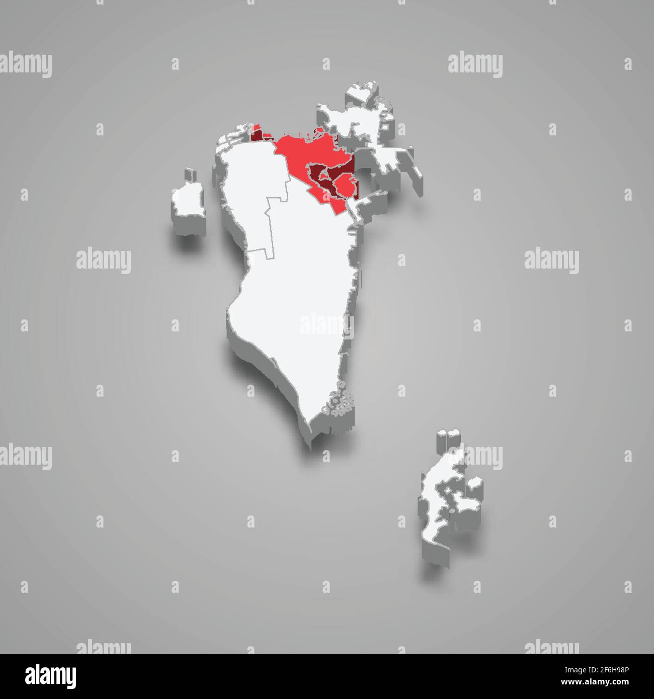 Capital region location within Bahrain 3d isometric map Stock Vector ...