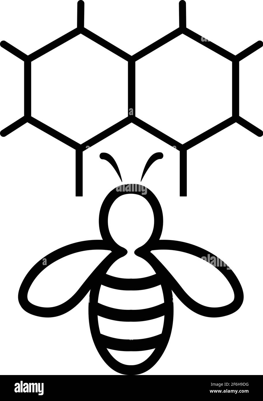 Bee hive logo black line vector on white background Stock Vector Image ...
