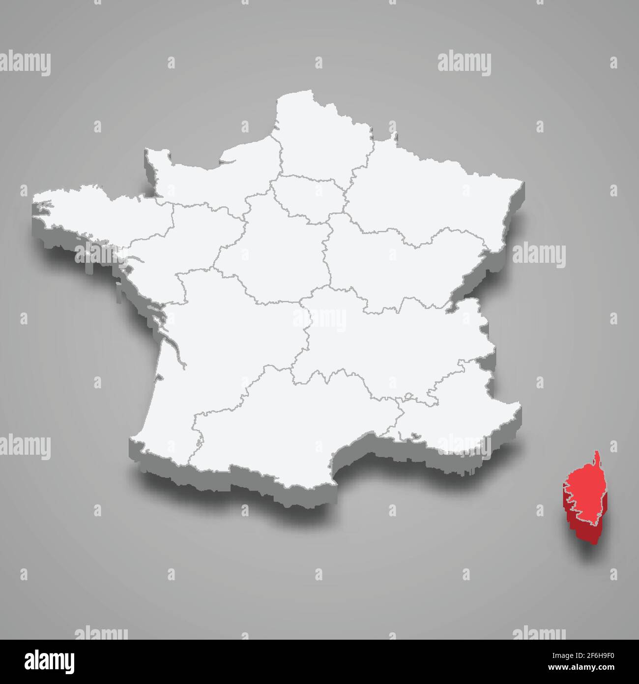 Corsica region location within France 3d isometric map Stock Vector ...