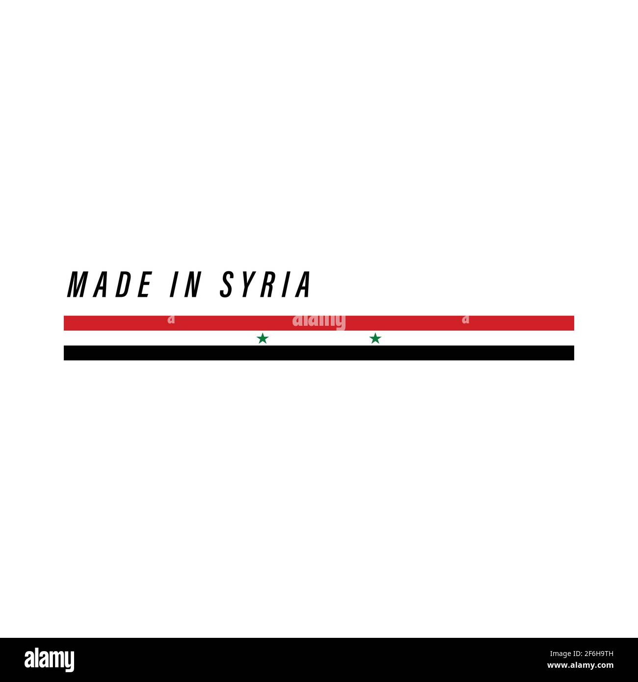 Made in Syria, badge or label with flag isolated on white background ...