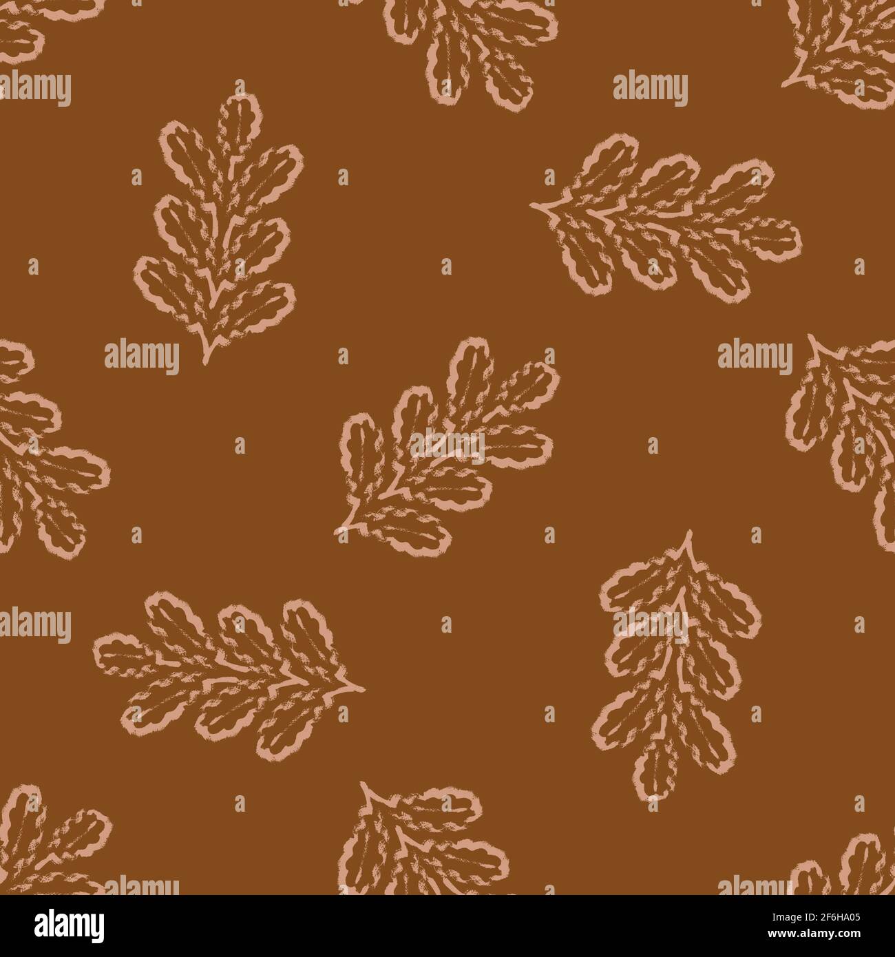 Oak leaf seamless vector pattern background. Calligraphy brush clusters ...