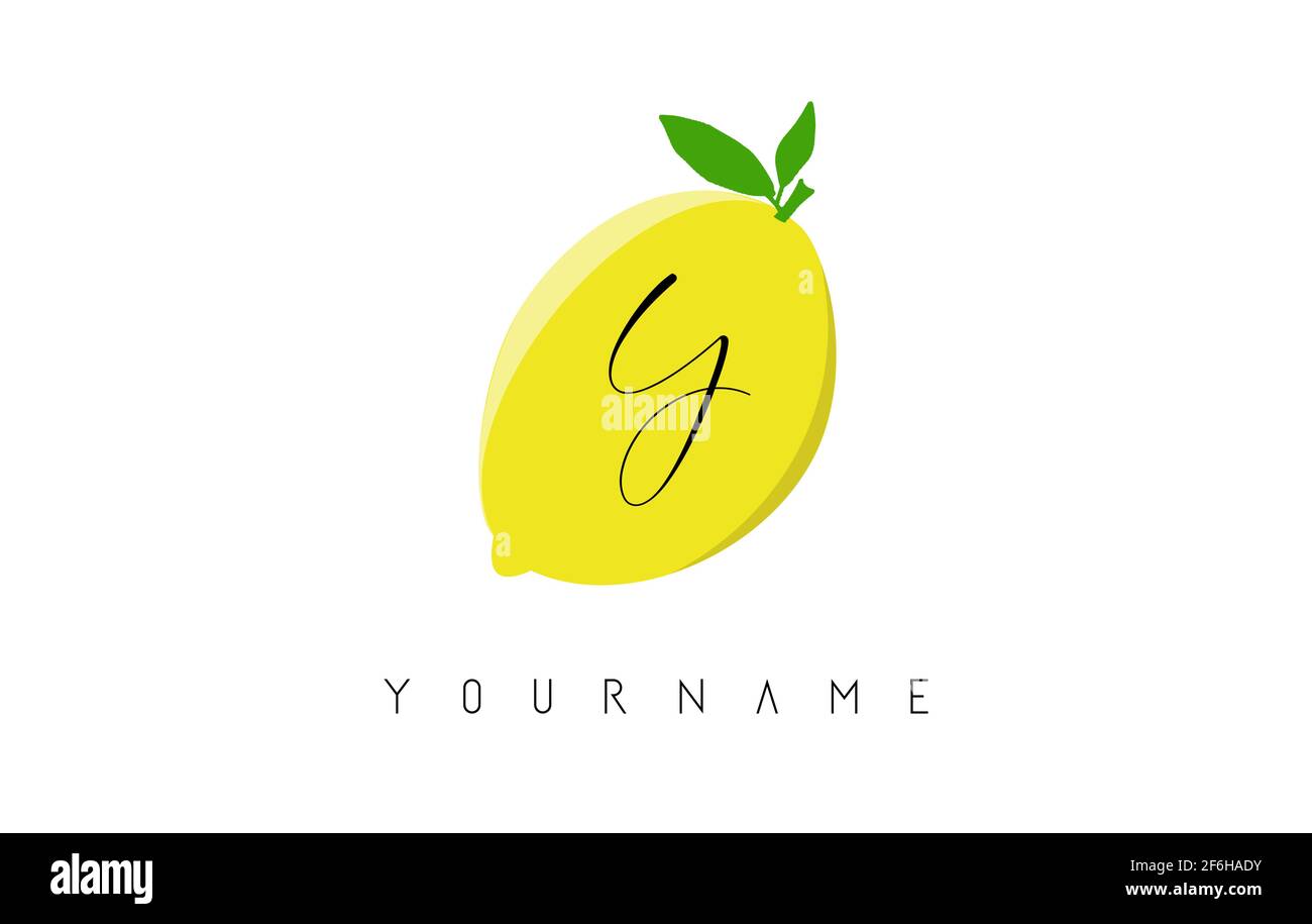 Handwritten Y letter logo design with lemon background. Creative vector ...