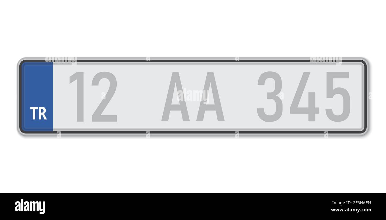Car number plate. Vehicle registration license of Turkey. European ...