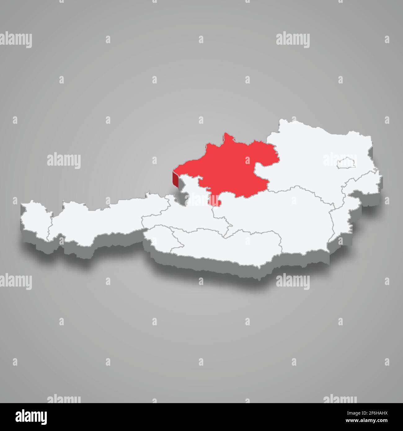 Upper Austria region location within Austria 3d isometric map Stock ...