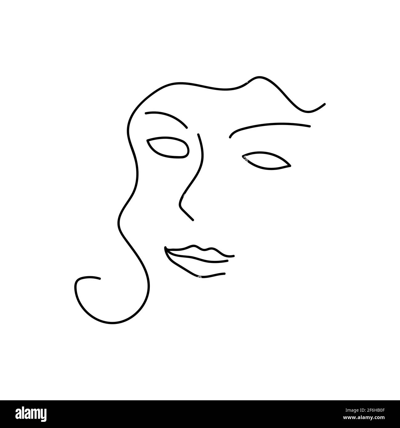 Modern Abstract Face Portrait. Linear Ink Brush. Line Art. Fashion ...