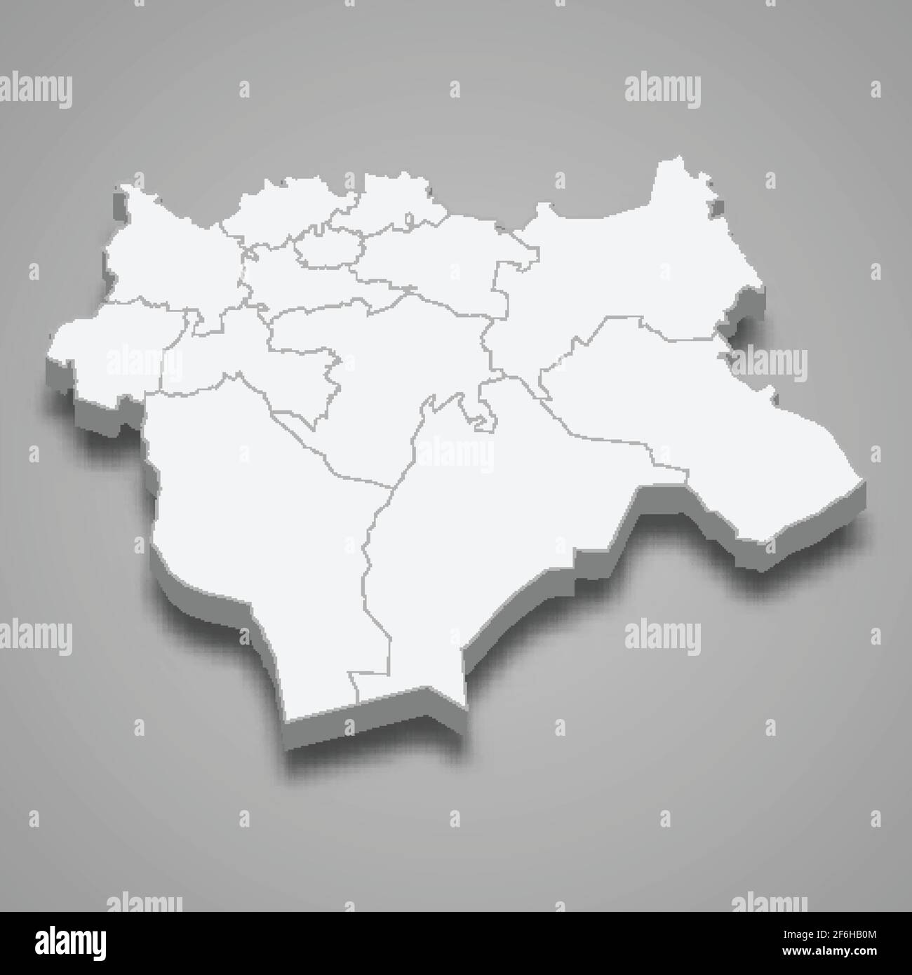 3d isometric map of Aktobe oblast is a region of Kazakhstan, vector ...