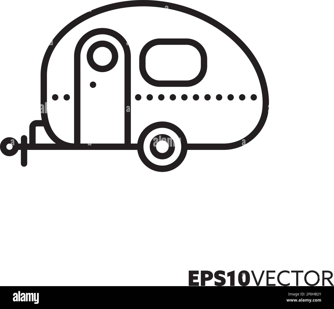 Caravan line icon. Outline symbol of camping trailer. Mobile home ...