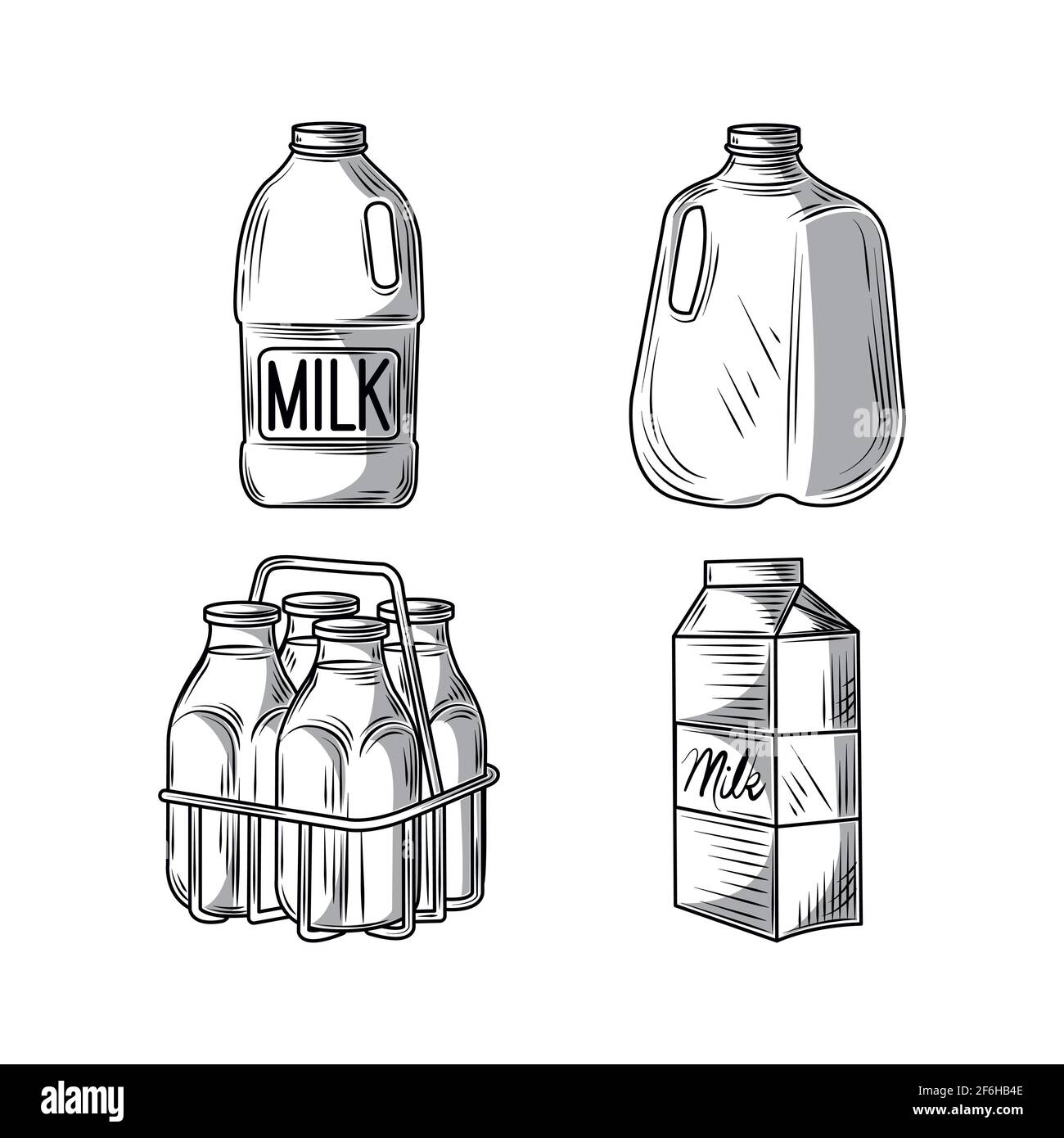 set milk bottles gallon box Stock Vector Image & Art - Alamy