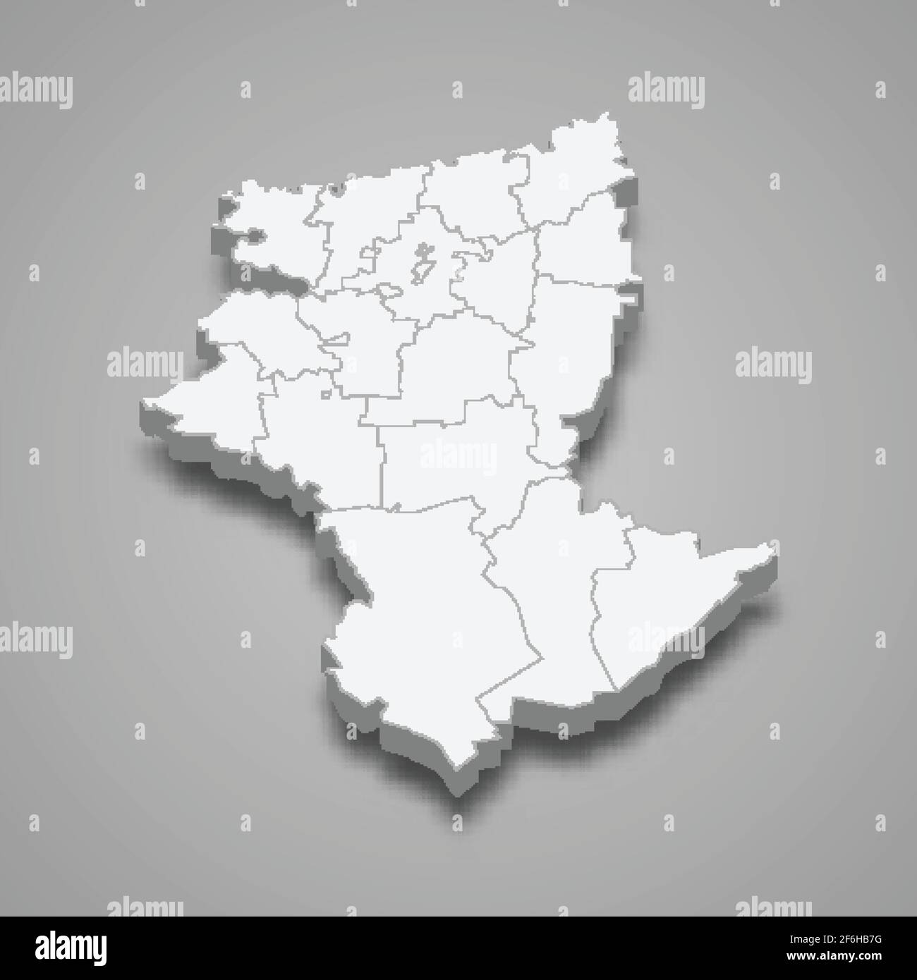 3d isometric map of Kostanay oblast is a region of Kazakhstan, vector ...