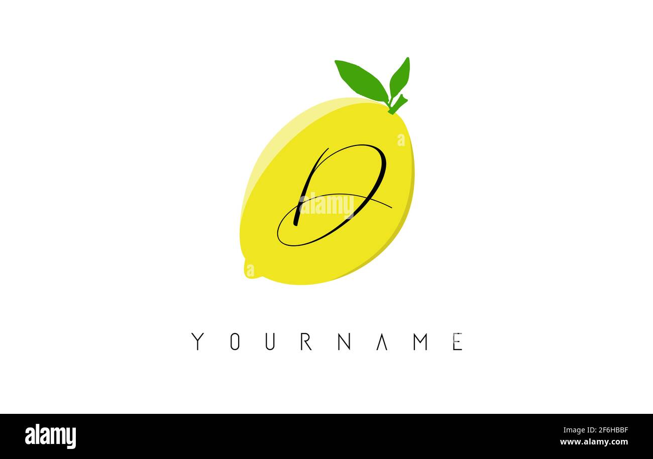 Handwritten D letter logo design with lemon background. Creative vector ...