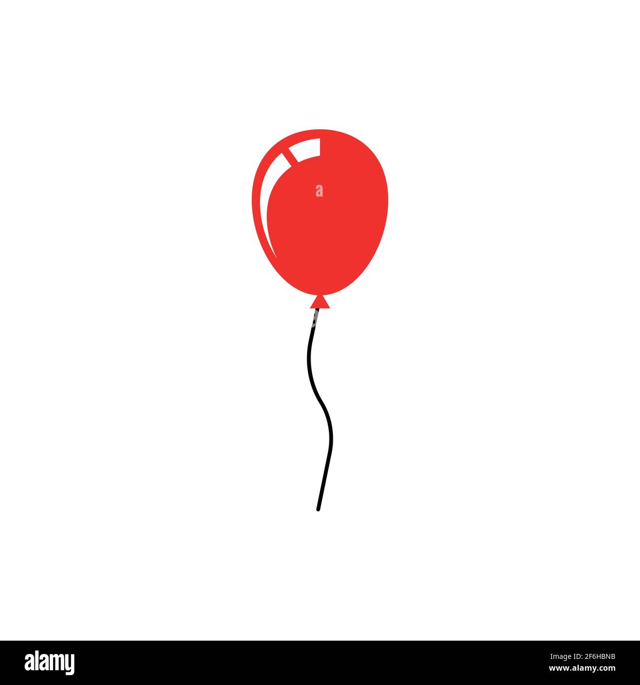 Balloon isolated icon on white background. Big round red balloon with ...