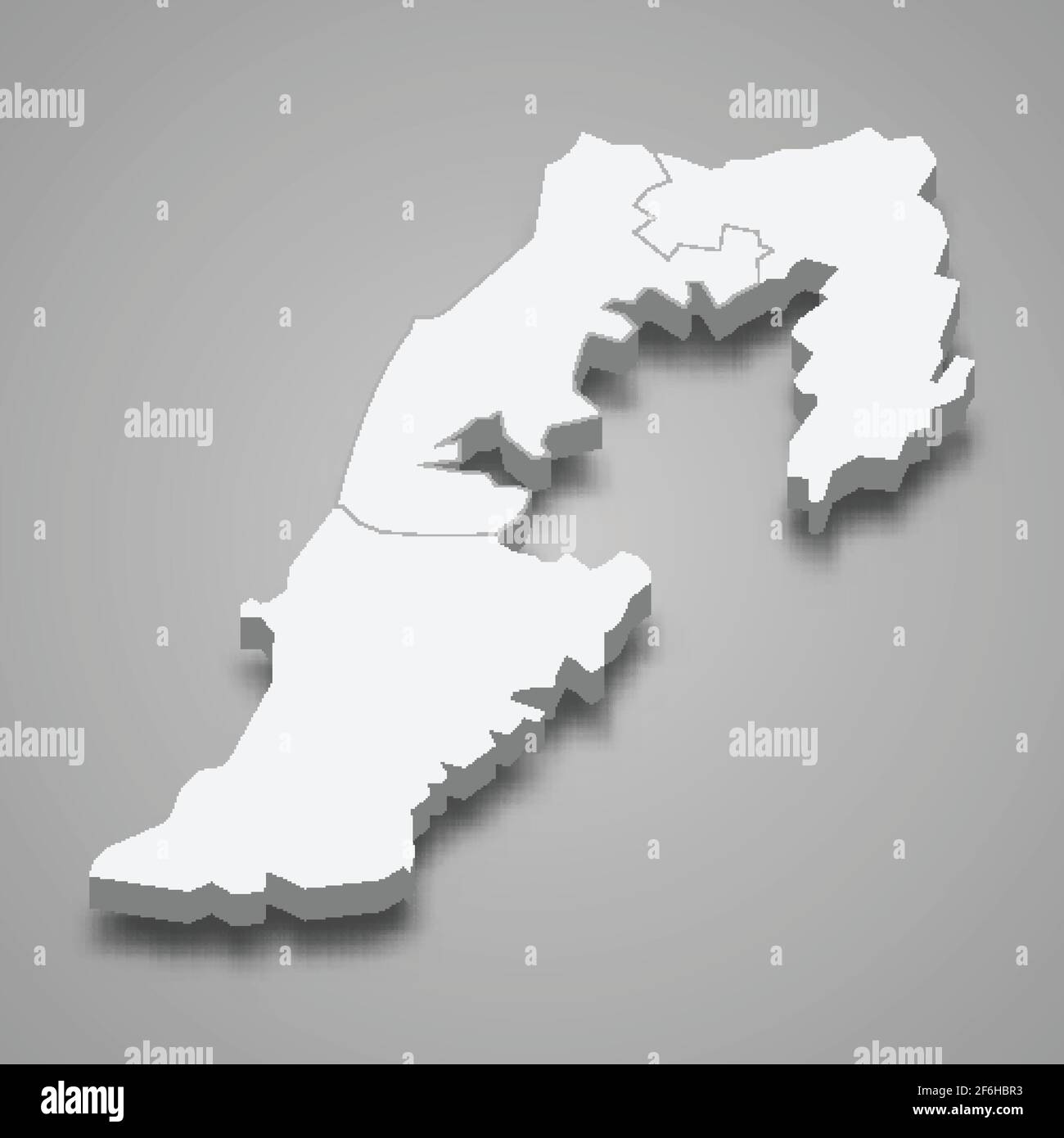 3d isometric map of South Governorate of Lebanon, vector illustration ...
