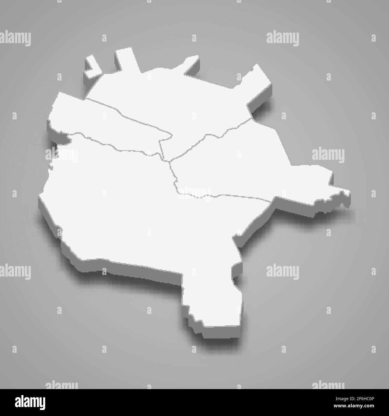 3d isometric map of Nur-Sultan oblast is a region of Kazakhstan, vector ...