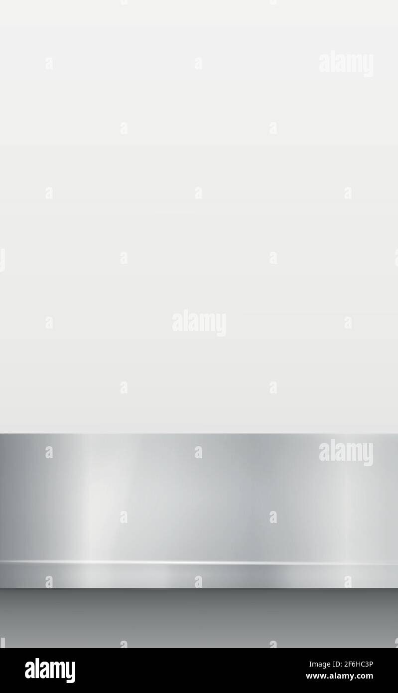 Metal kitchen countertop, iron texture, large table on a white ...