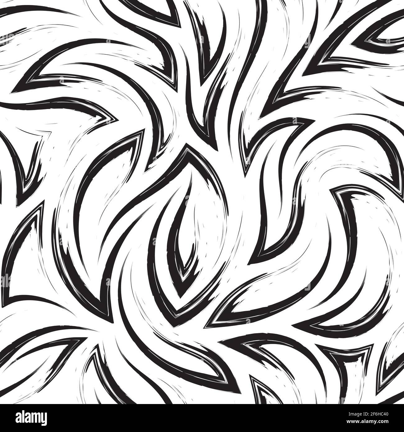 Seamless black and white vector pattern of angles and flowing lines ...