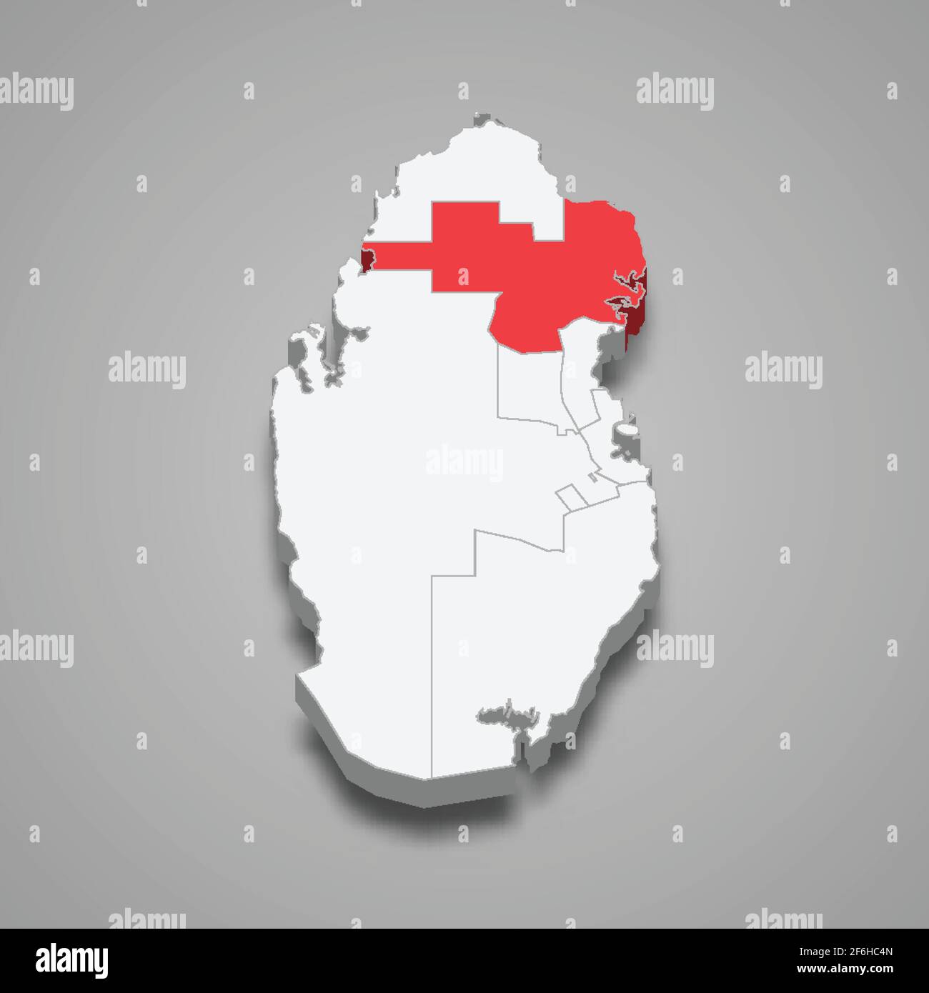 Al Khor region location within Qatar 3d isometric map Stock Vector ...