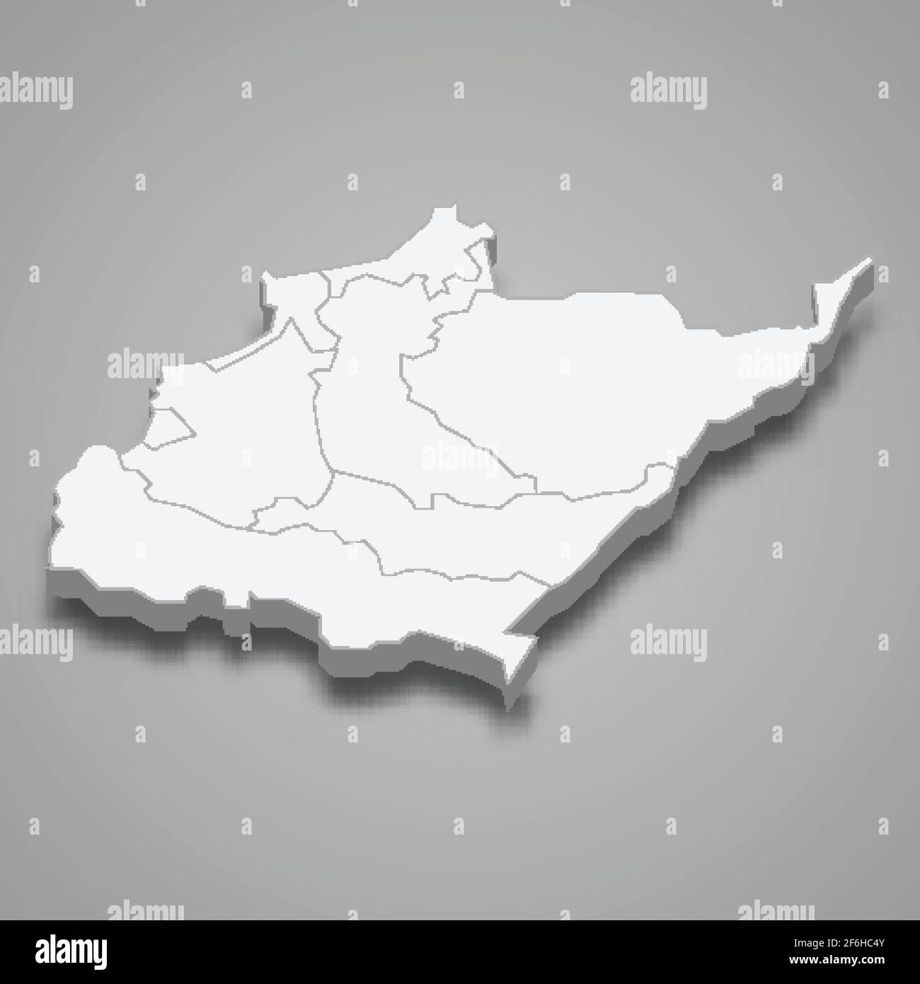 3d isometric map of North Governorate of Lebanon, vector illustration ...