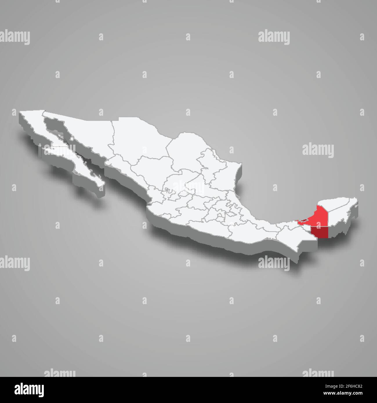 Campeche region location within Mexico 3d isometric map Stock Vector ...