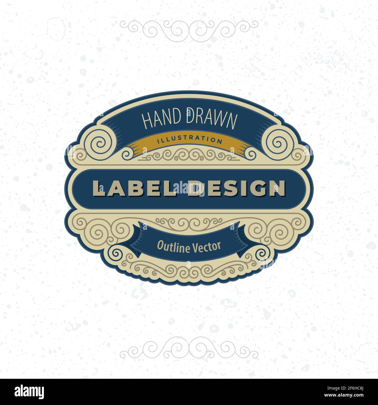 Vintage style label illustration. Outline calligraphic border design ...