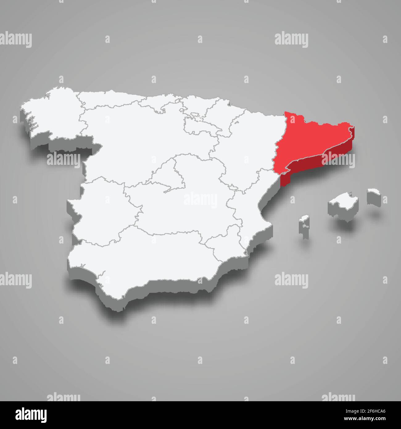 Catalonia region location within Spain 3d isometric map Stock Vector ...