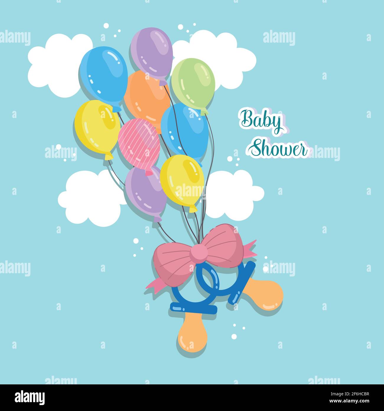 baby shower flying balloons pacifier Stock Vector Image & Art - Alamy