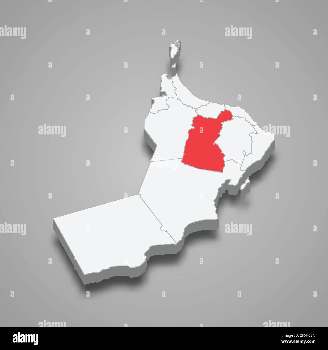 Ad Dakhiliyah region location within Oman 3d isometric map Stock Vector ...