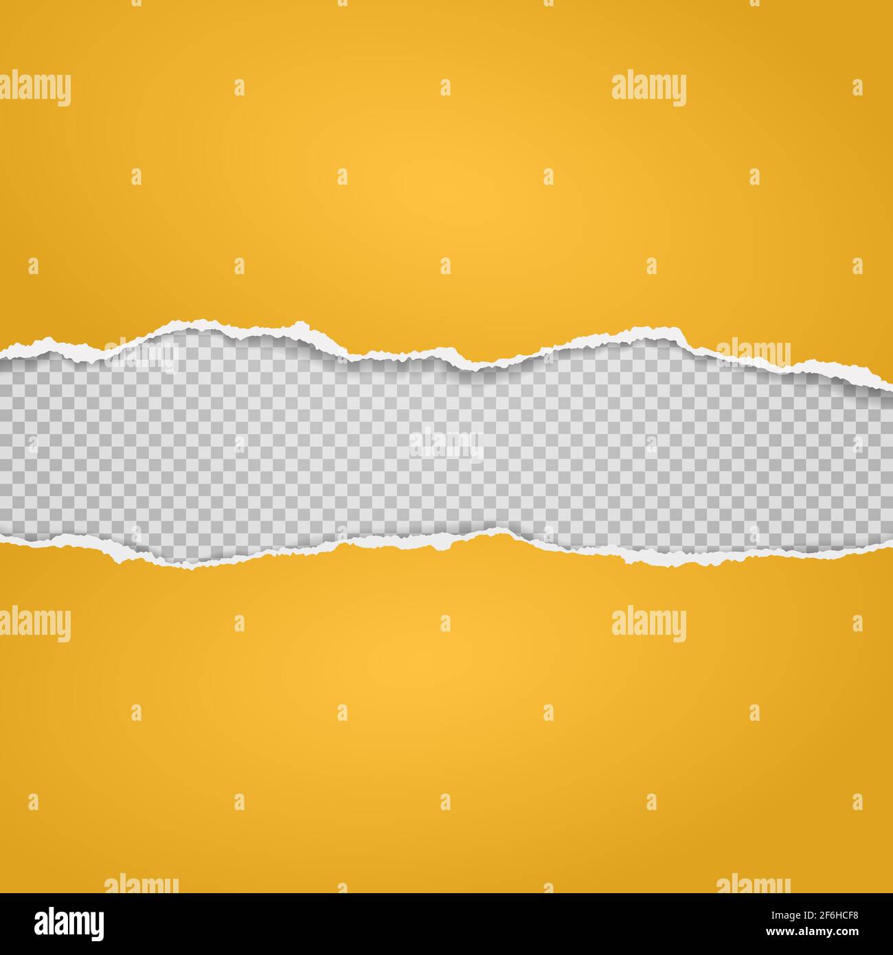 Torn, ripped yellow, white paper strips with soft shadow are on squared ...