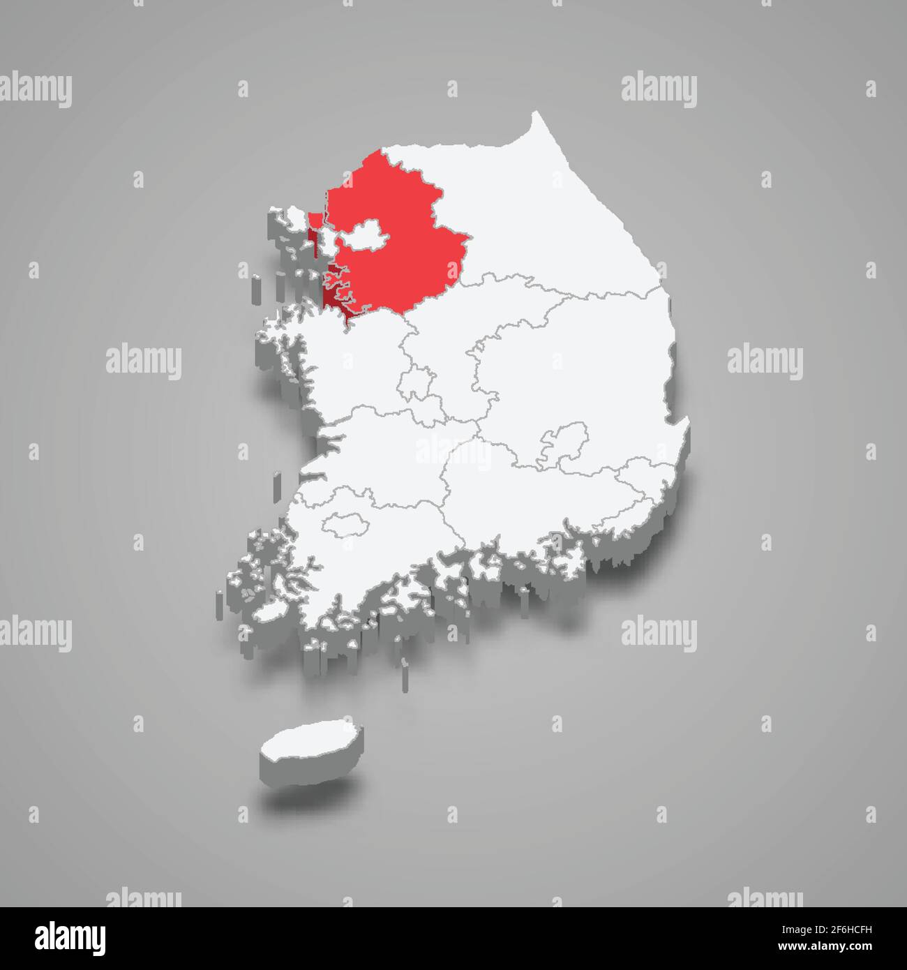 Gyeonggi region location within South Korea 3d isometric map Stock ...