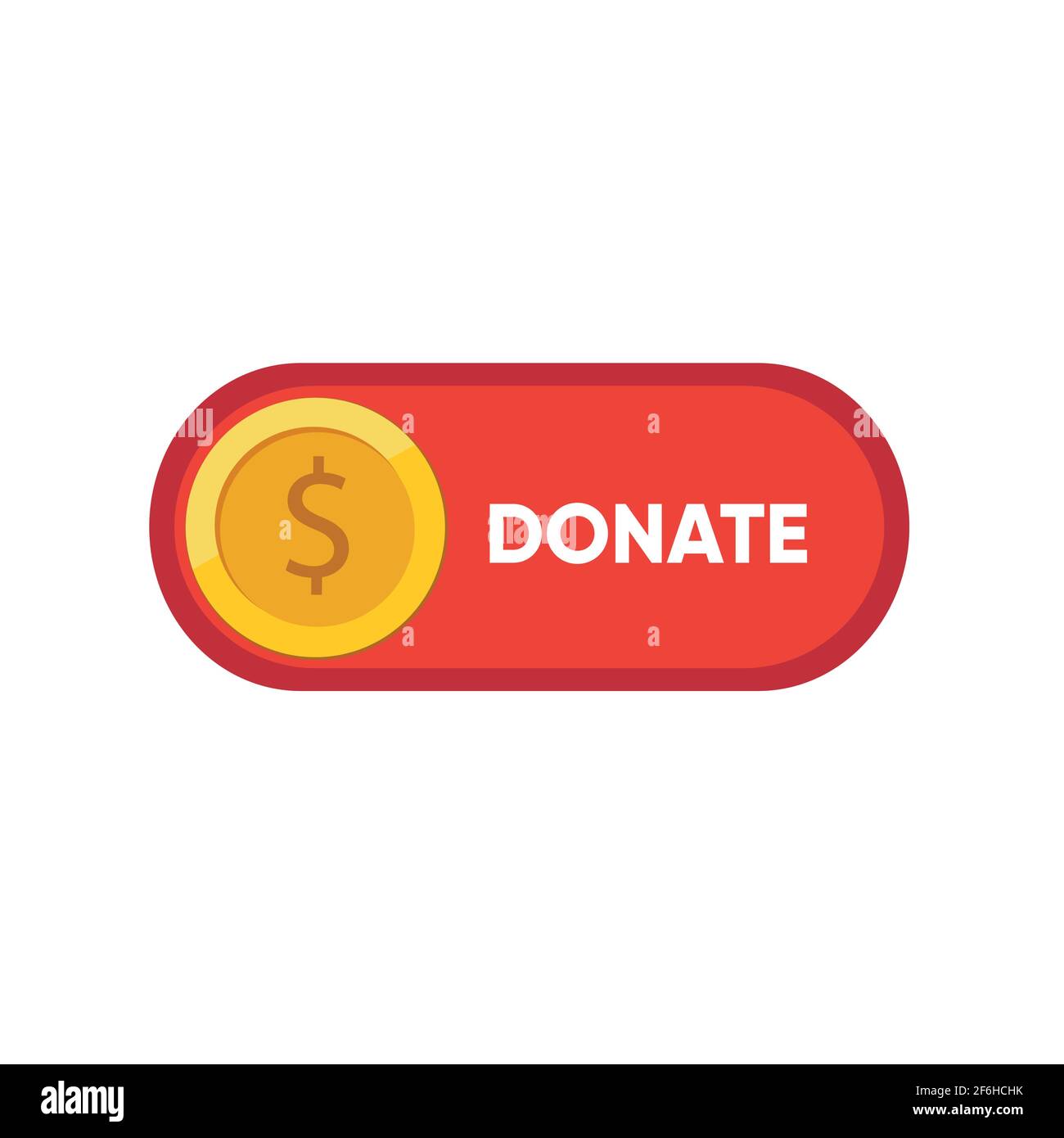 Donate button icon. Red button with yellow icon for your website ...
