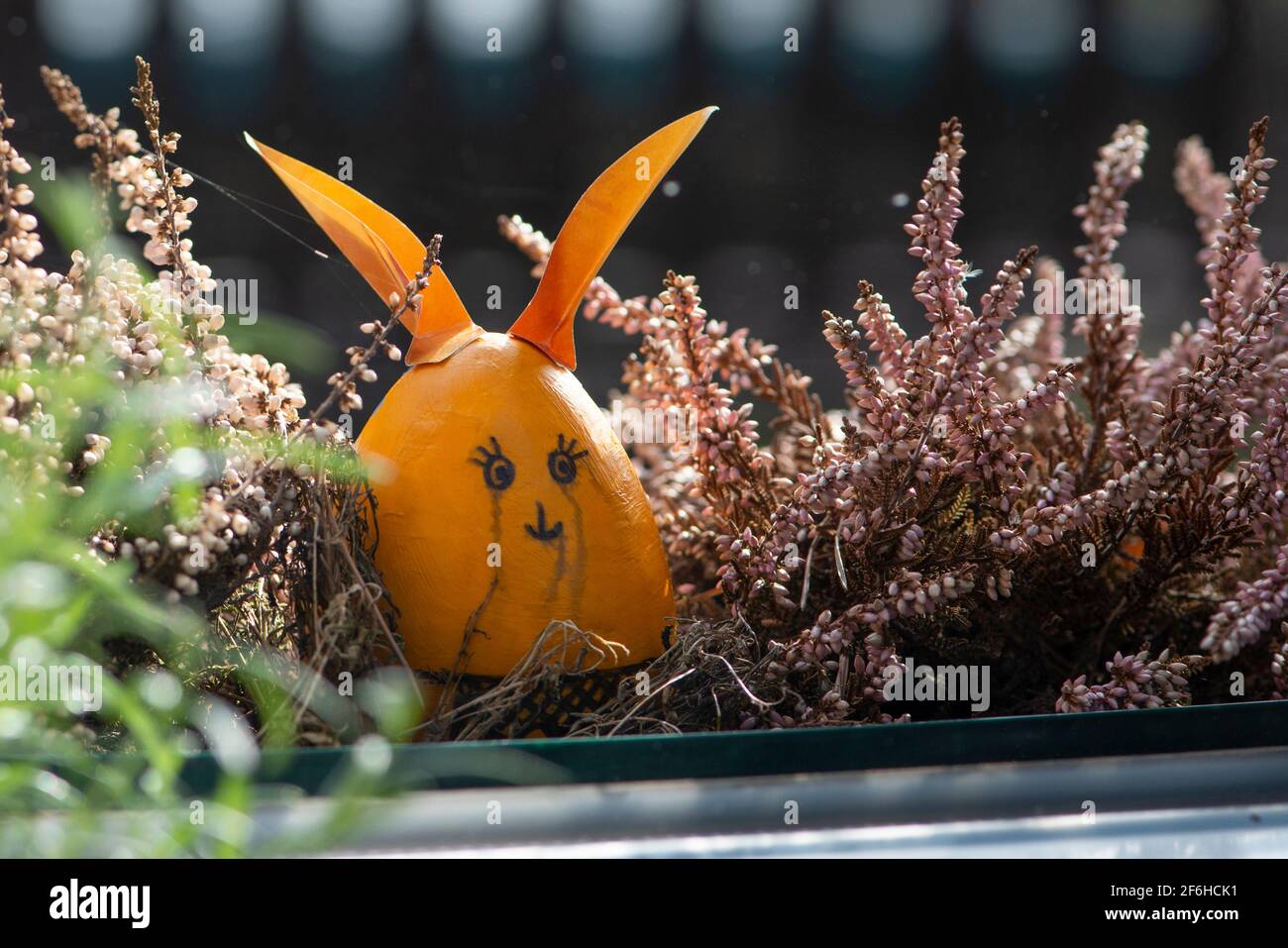 Crying easter egg bunny outside the window. Tears of joy Stock Photo ...