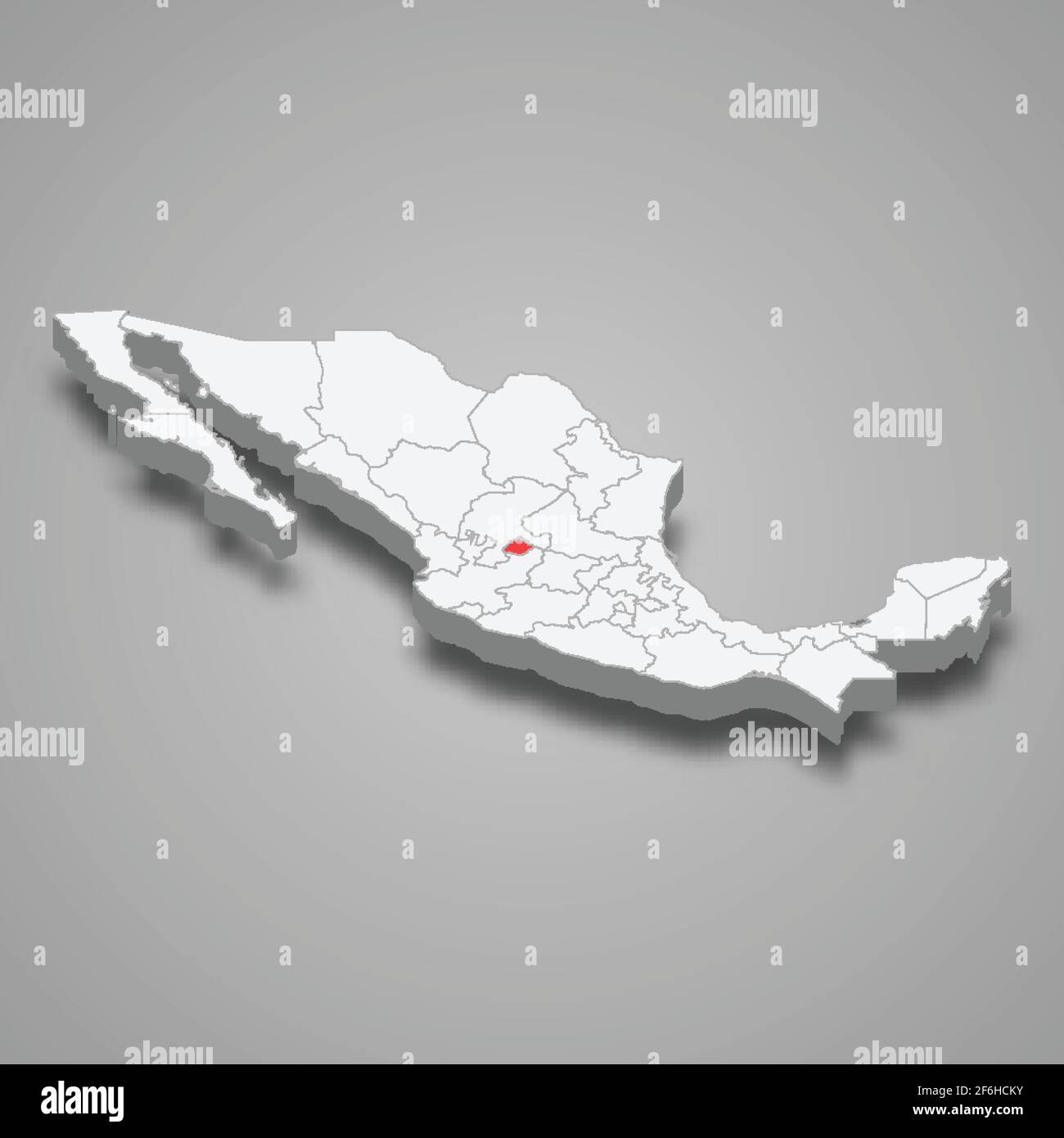 Aguascalientes region location within Mexico 3d isometric map Stock ...