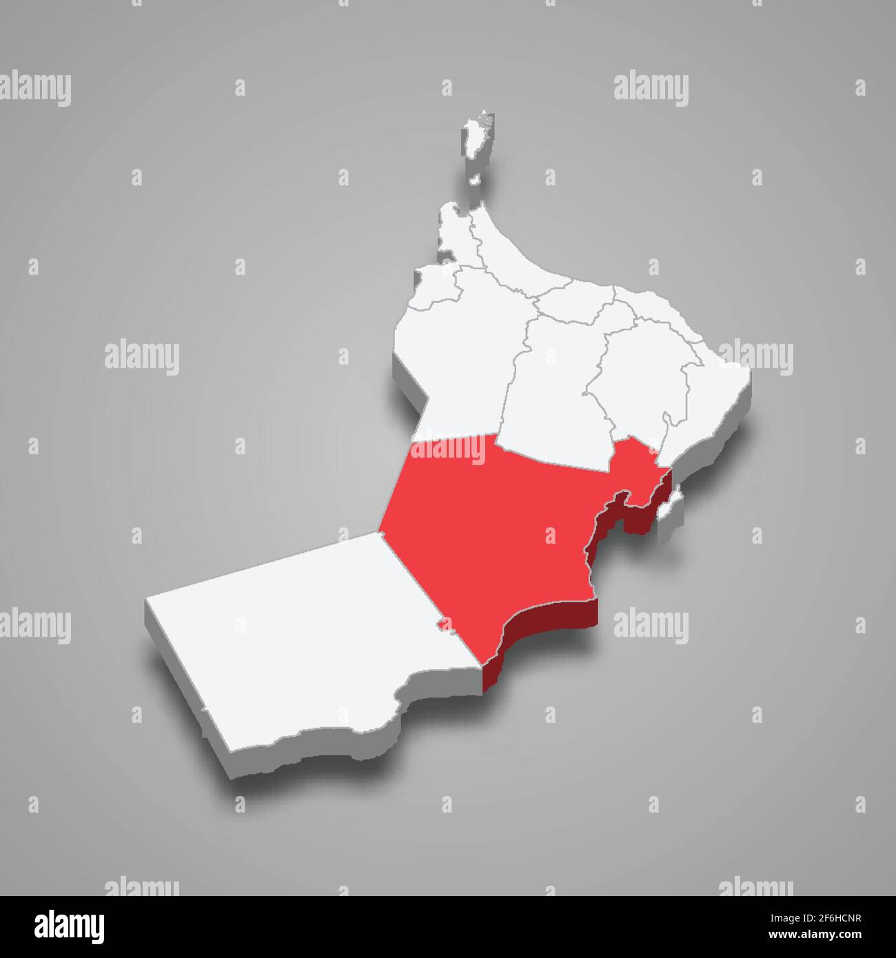 Al Wusta region location within Oman 3d isometric map Stock Vector ...