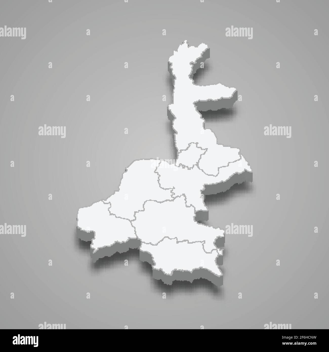 3d isometric map of Mandalay is a Region of Myanmar, vector ...