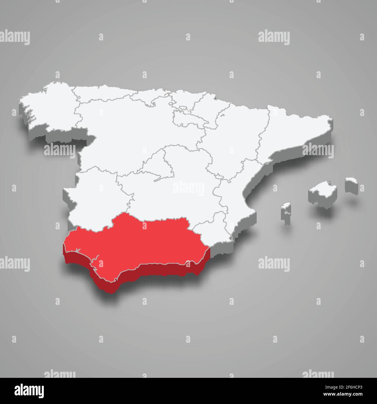 Andalusia region location within Spain 3d isometric map Stock Vector ...
