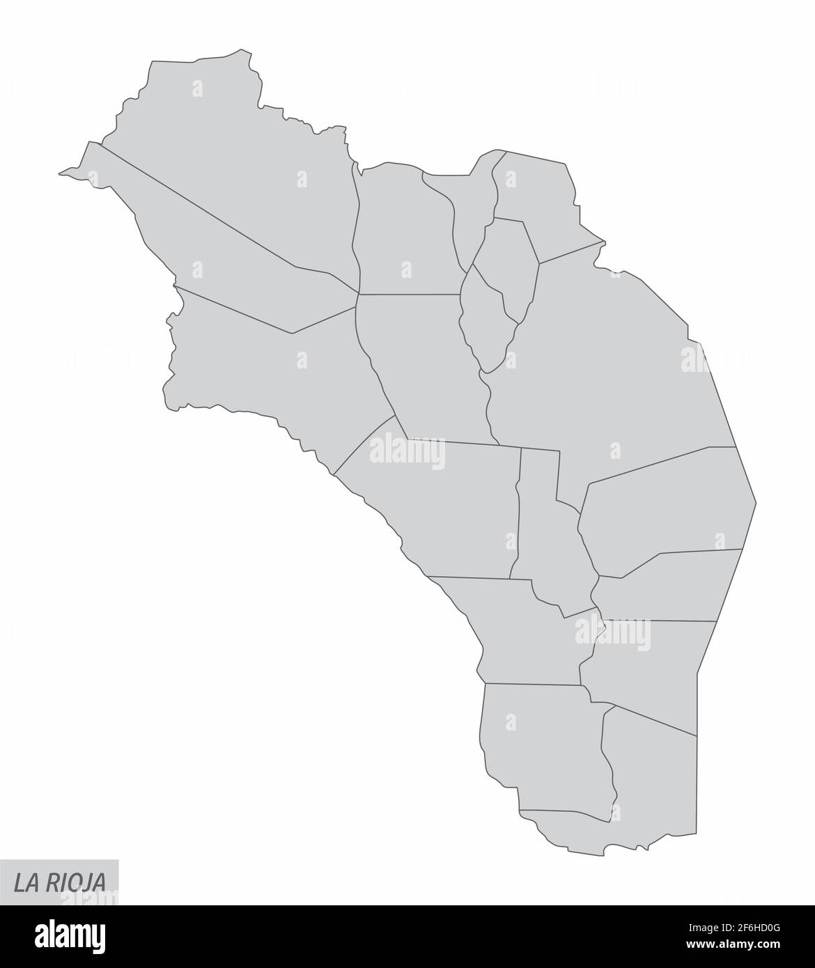 The La Rioja province isolated map divided in departments, Argentina ...