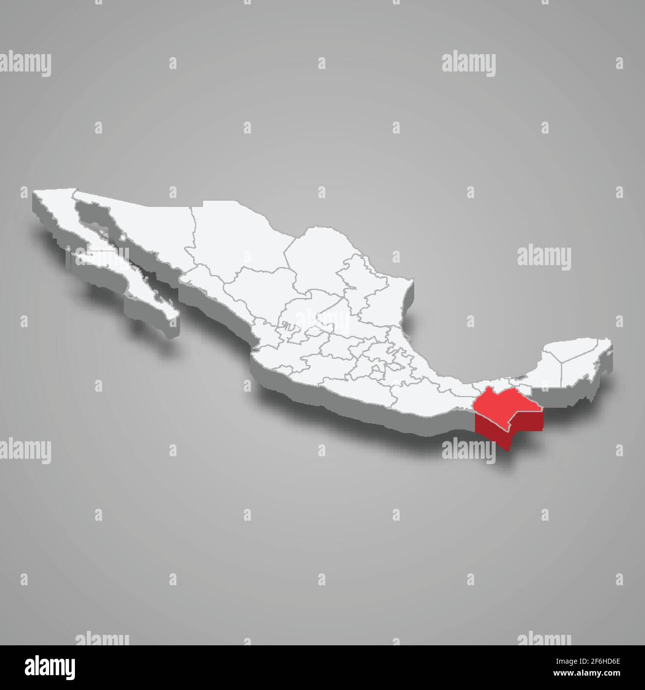 Chiapas region location within Mexico 3d isometric map Stock Vector ...