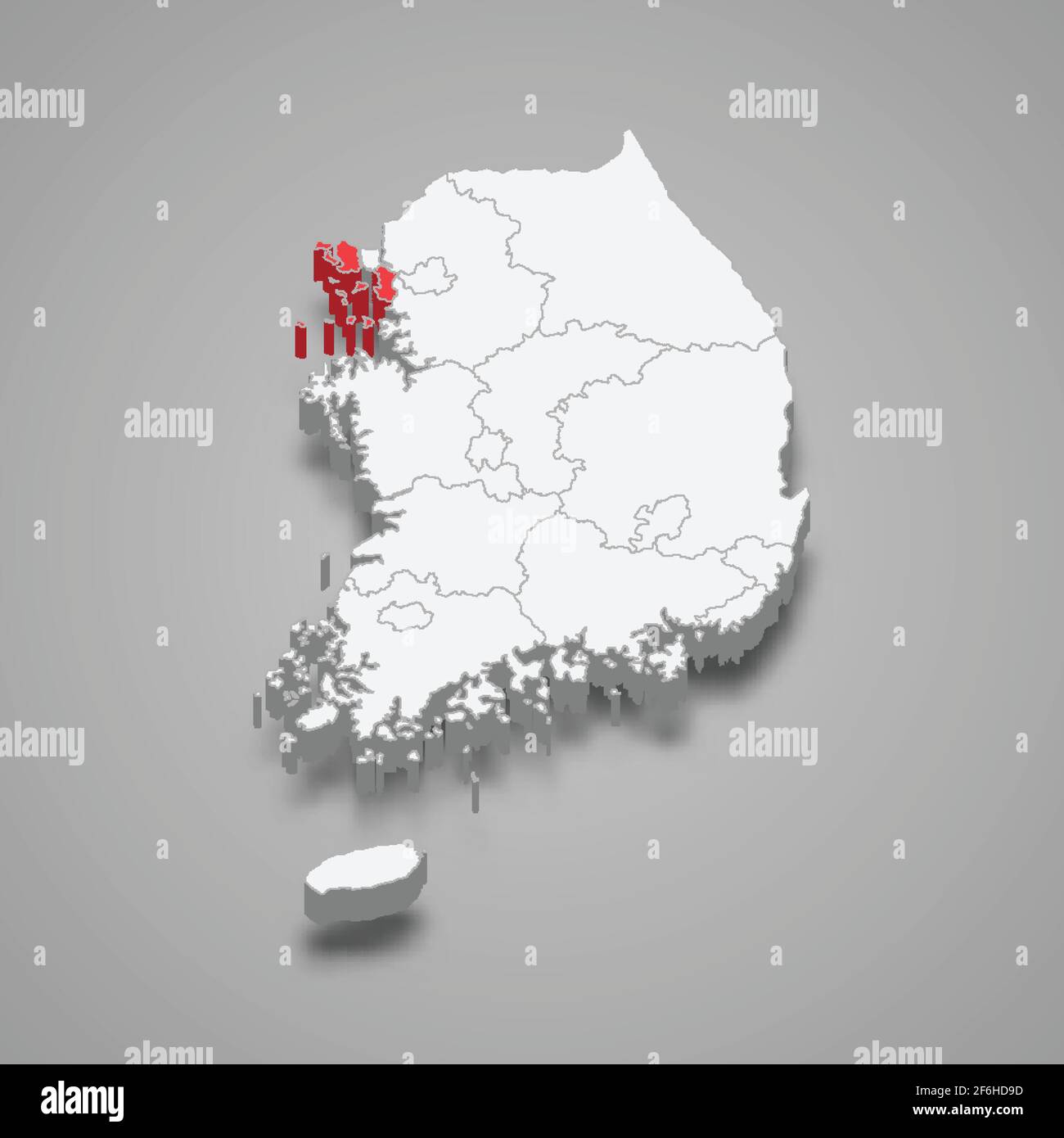 Incheon region location within South Korea 3d isometric map Stock ...