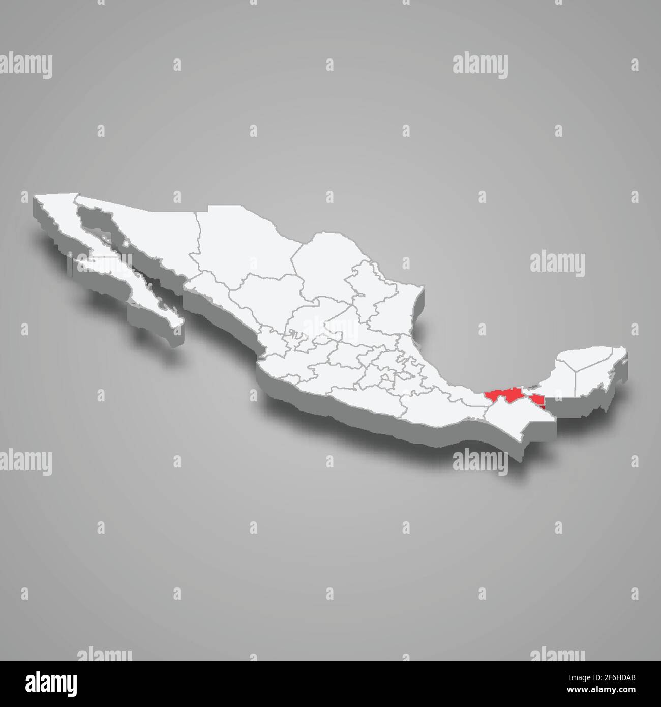 Tabasco region location within Mexico 3d isometric map Stock Vector ...