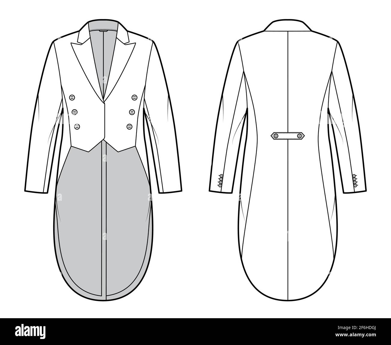 Dinner jacket tuxedo technical fashion illustration with double ...