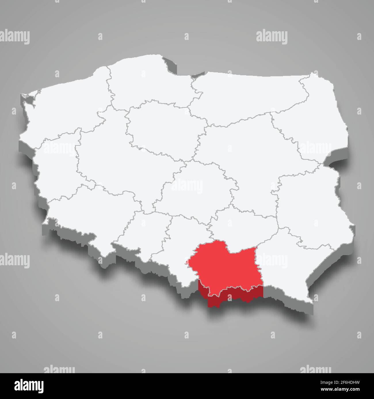 Lesser Poland region location within Poland 3d isometric map Stock ...