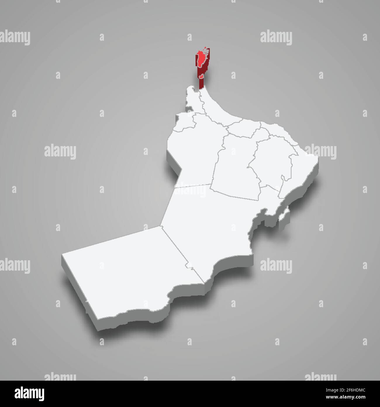 Musandam region location within Oman 3d isometric map Stock Vector ...