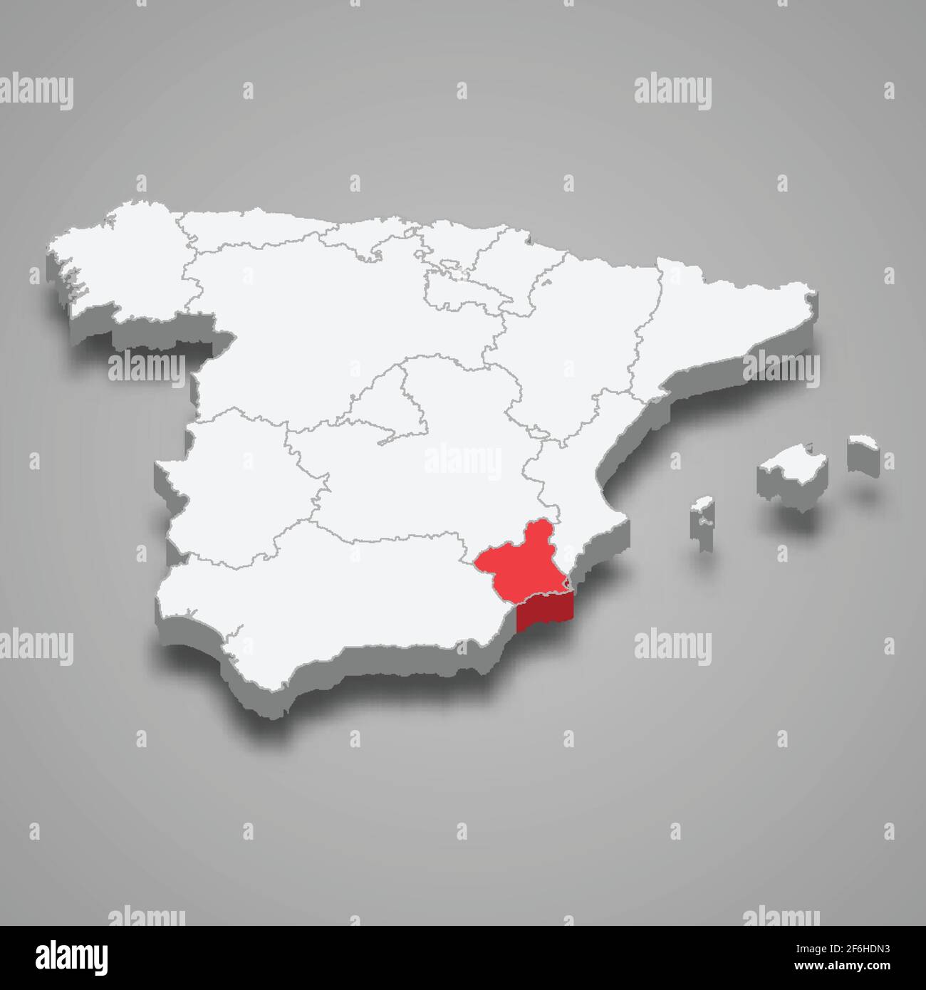 Murcia region location within Spain 3d isometric map Stock Vector Image ...