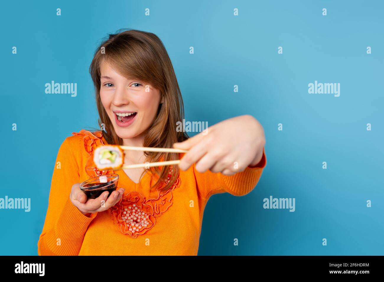 Healthy Japanese Food. Nutrition and diet concept. Fashion portrait of ...